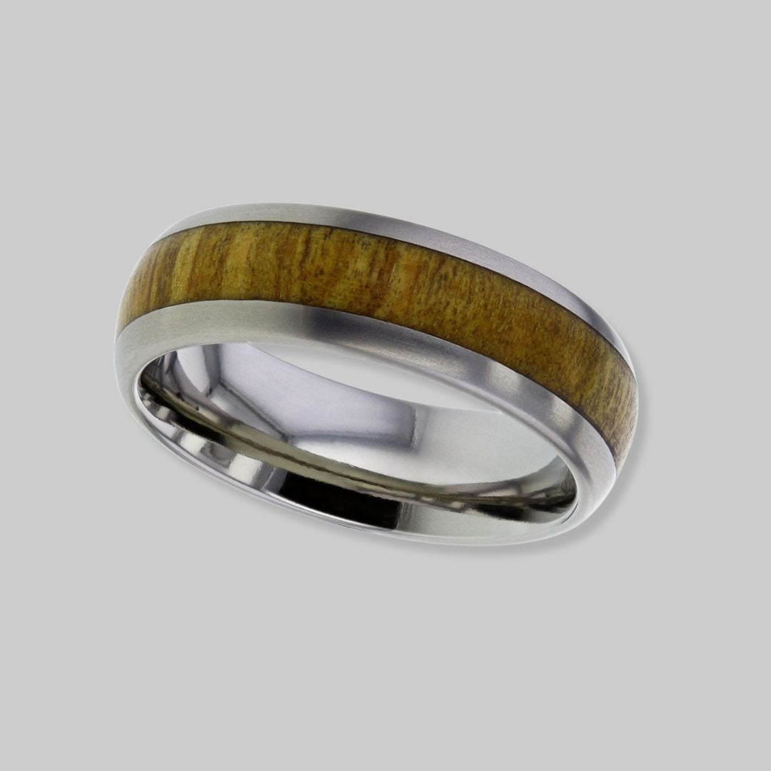 Titanium Ring With Olive Wood Inlay – FANCI Fine Jewellery