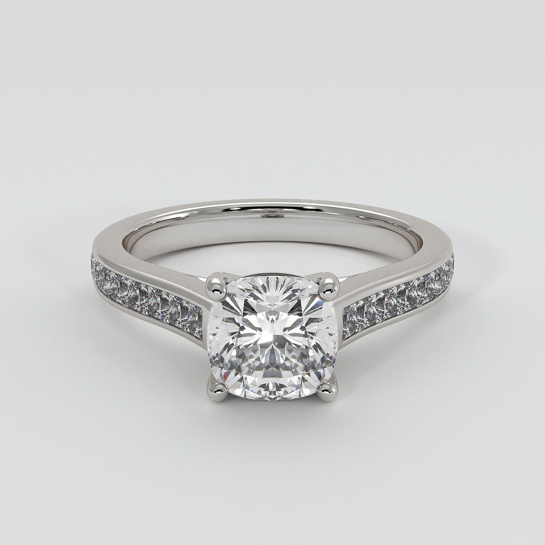 Cushion Cut Diamond Engagement Ring With Shoulder Diamonds – FANCI Fine ...